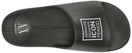 A | X ARMANI EXCHANGE Women's Bubble Icon Y Slippers Slide Sandal, Black, 8