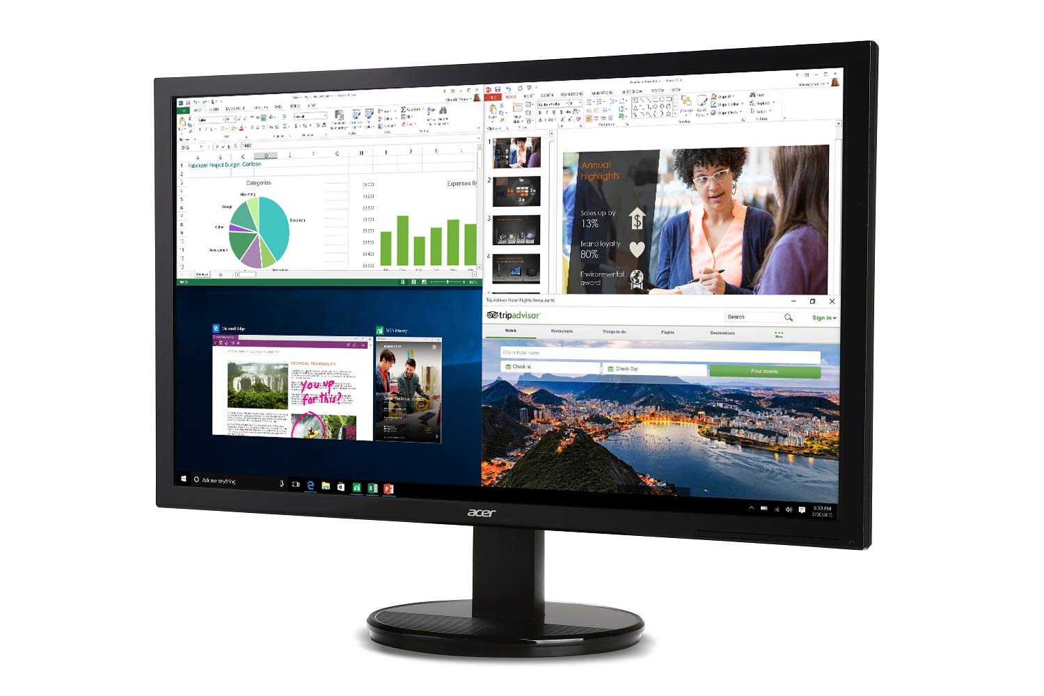 Acer K202HQL Abi 19.5" HD Monitor (HDMI & VGA Port), Black, 19.5 Inch Wireless Optical Mouse