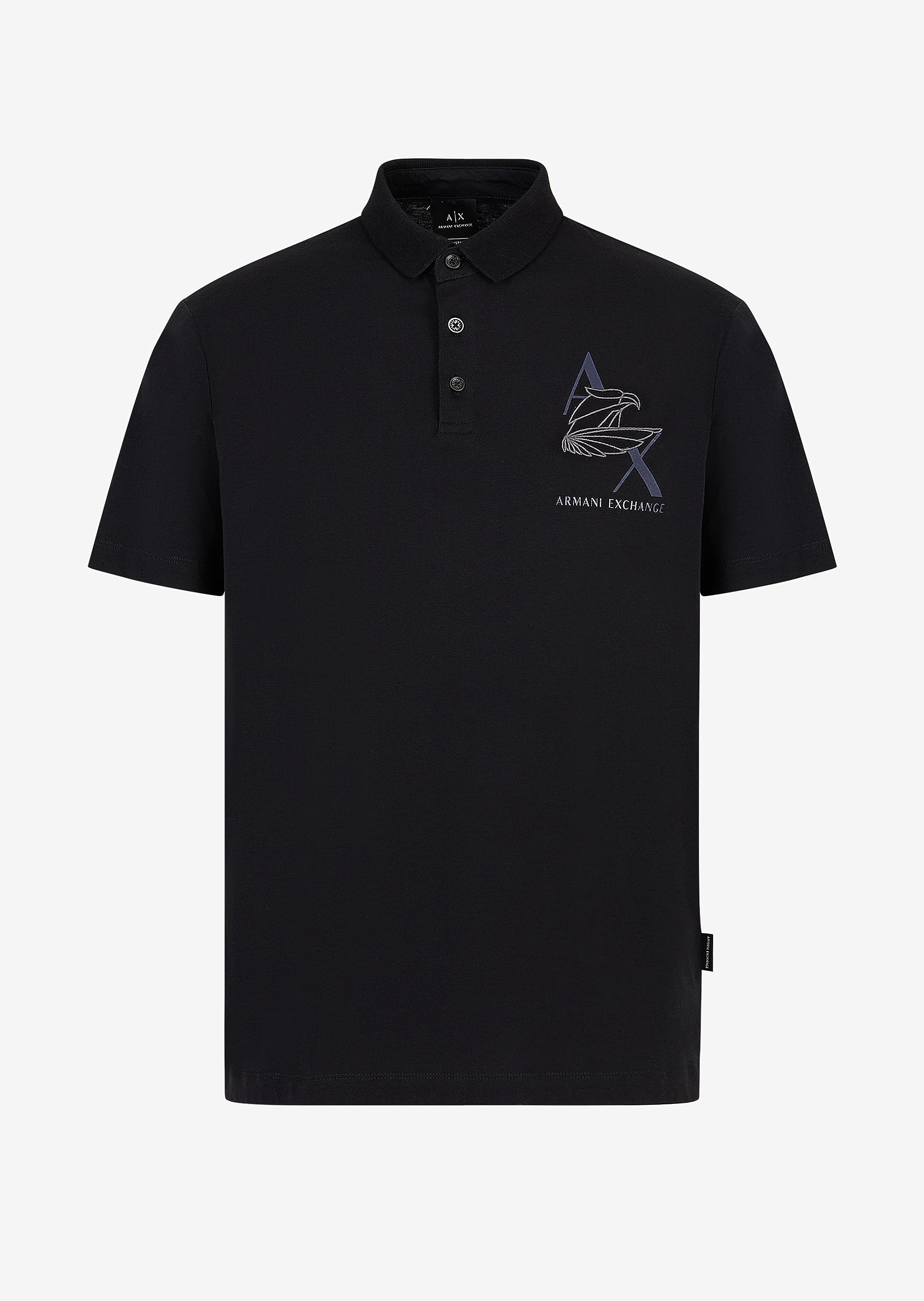 A | X ARMANI EXCHANGE Men's Regular Fit Cotton Jersey Eagle Logo Polo, Black, XXL