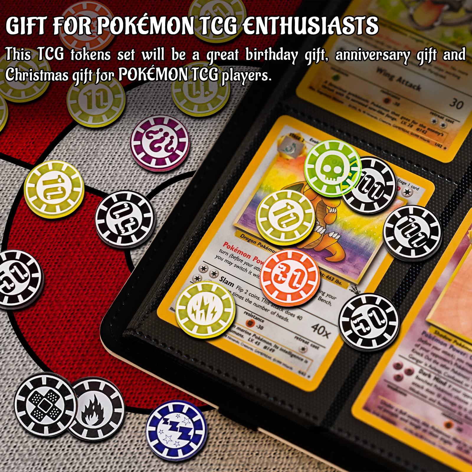 CZYY Damage and Status Counters Set of 24 Acrylic Effect Tokens Combatible with TCG