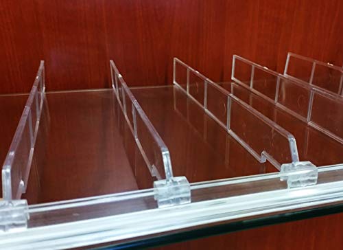 Universal Shelf Lip & Adjustable Depth Divider Kit, [5] 48" L Adhesive Front Lips w/ [50] 1" H Divider