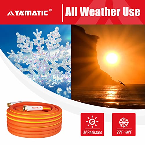 YAMATIC Heavy Duty Garden Hose 5/8 in x 30 ft, Ultra Flexible Water Hose, Drinking Water Safe, All-weather, Lightweight, Burst 600 PSI