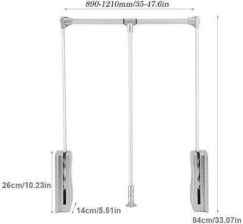 uyoyous Pull Down Closet Rod Aluminum Adjustable 35-46.7 Inch Heavy Duty Closet Pull Down Rods Hanger for Hanging Clothes Wardrobe Lift Rail Organizer Storage System Side Mounted Expanding Tubing