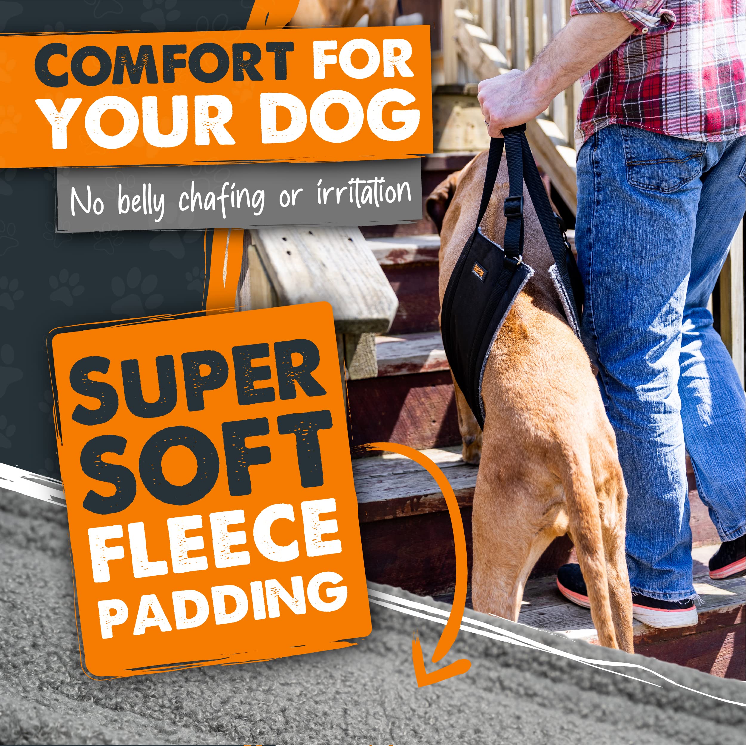 Mighty Paw Dog Lift Harness - 0-20 lbs Dog Hip and Hind Leg Support Sling - Comfortable Assistance for Elderly or Injured Dogs with Hip and ACL Brace - Back Support Harness Carrying Sling - Small