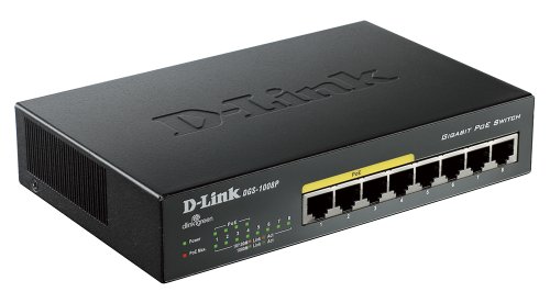 D-Link PoE Switch, 8 Port Ethernet Gigabit Unmanaged Desktop Switch with 4 PoE Ports 68W Budget (DGS-1008P),Black