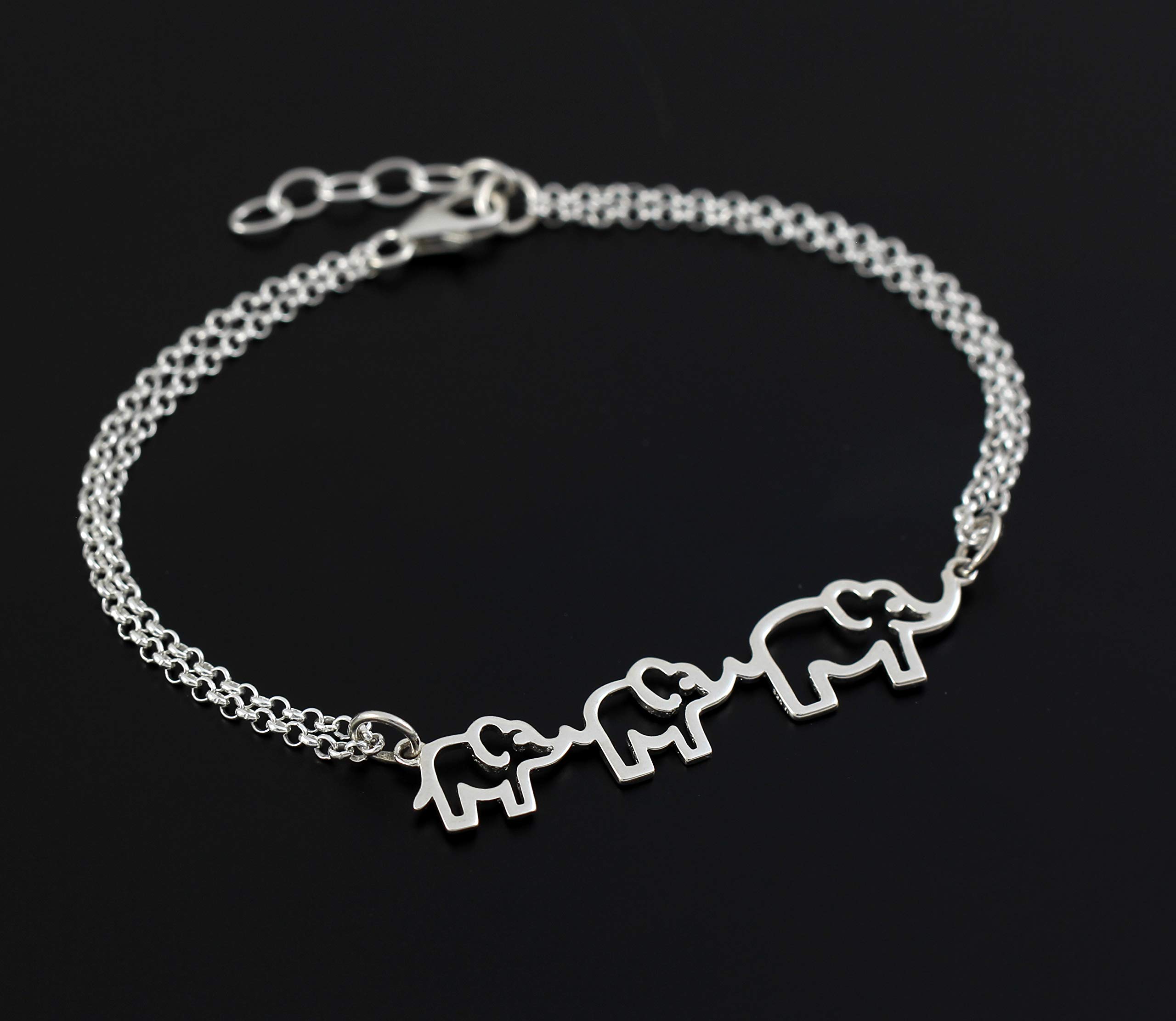 A Charmed Impression Mother and Two Sons • Sterling Silver Bracelet • Adjustable Length • 2 Boys Mom Gift • Mother & Baby Elephants Bracelet • Mama Elephant • Two Kids • 2 Children • Gifts for Women