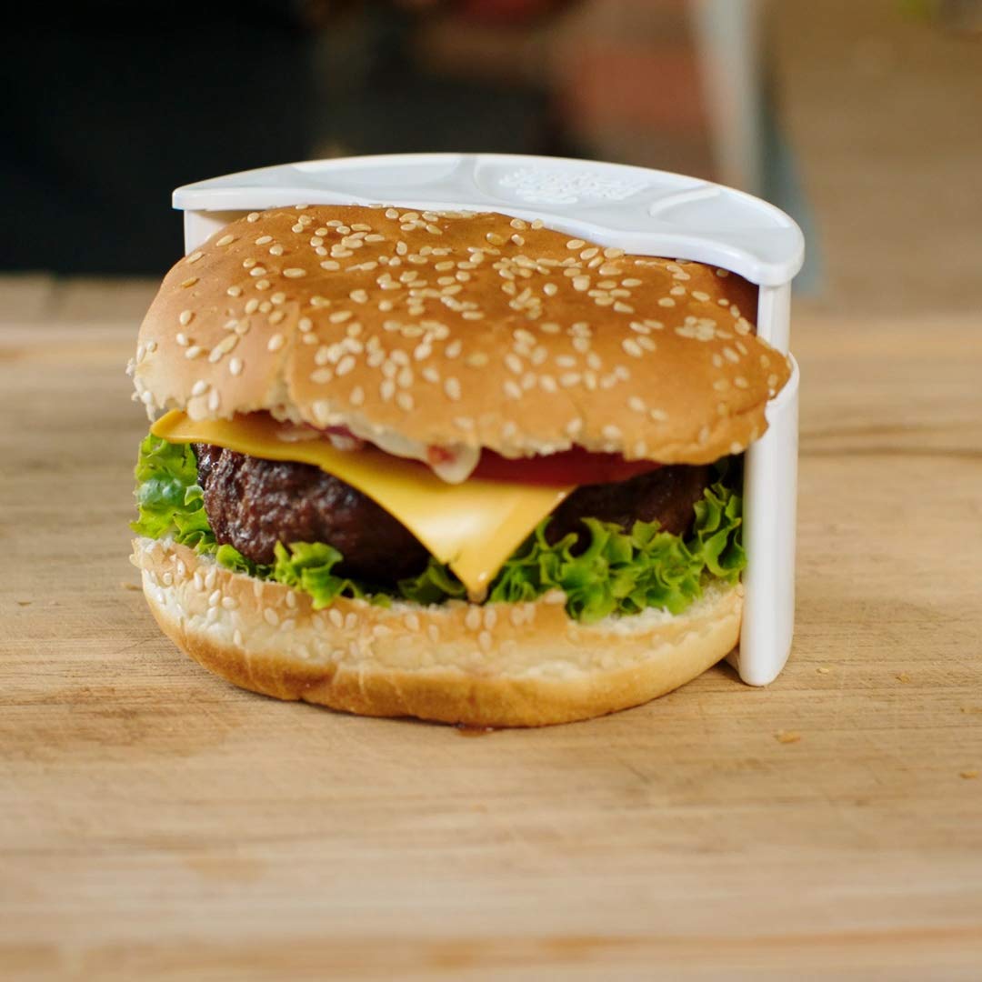 Original Burger Holder - Hygienic Reusable Hamburger Bun Shell - Eco Friendly Mess-Free Alternative to Wax Paper, Aluminum Foil, Tin Foil Sheets - Perfect for Sloppy Joes - BPA-Free & Dishwasher Safe