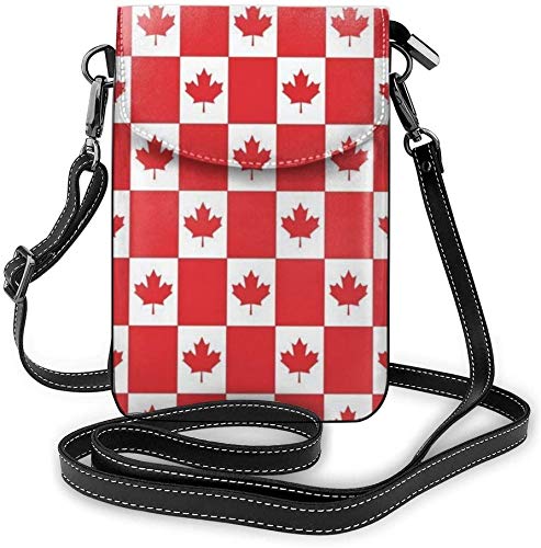 Canadian Flag Women Soft PU Leather Cellphone Purse Wallet Handbag Small Crossbody Shoulder Bag