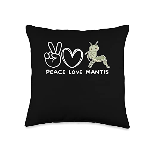 Peace, Love And Mantis Retro Mantis Lover Throw Pillow, 16x16, Multicolor