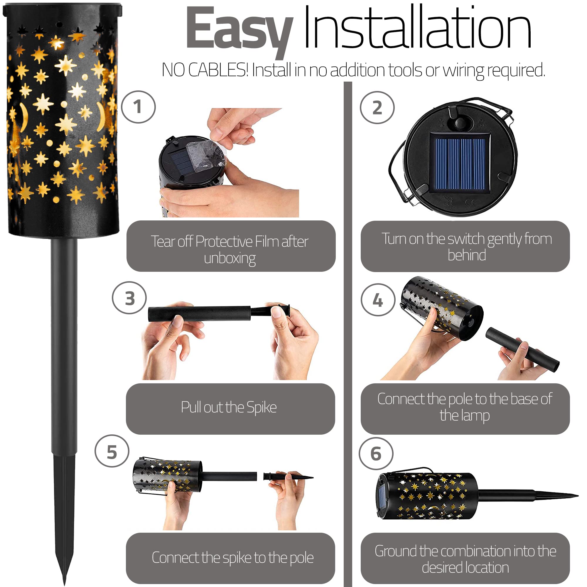 Solar Pathway Lights Outdoor Waterproof | 6 PCs Solar Hanging Lanterns - Garden Decorations Solar Powered Light Outdoor Lantern I Outside Walkway Path Decorative Ornament Bright Lighting Yard