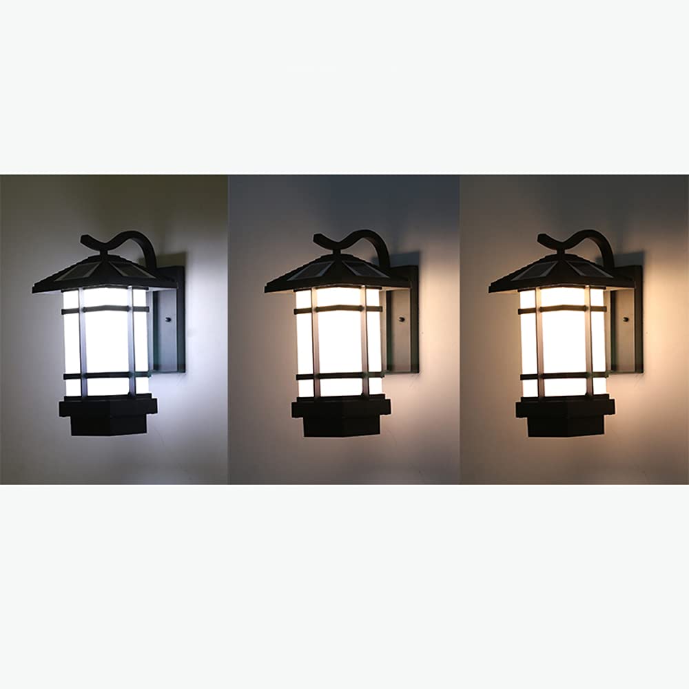 CHENBAI Rectangle Solar Powered Wall Lantern Chinese Style Outdoor LED Wall Lamp Creative AluminumWaterproof Porch Lights Lighting Fixture for Courtyard Garden Entrance Terrace Home