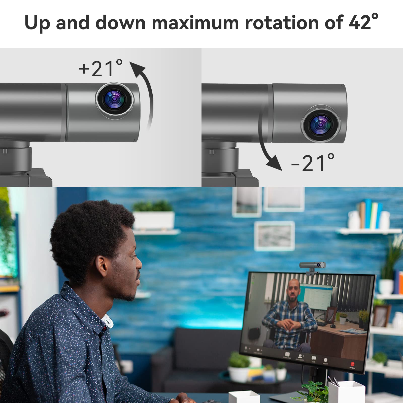 aicoco Webcam, 2K Web cam with Intelligent Sensor, AI Auto Tracking, Gesture Control, 2X Zoom, Noise-Canceling Microphones, No App, Computer Camera for YouTube Gaming Conference Teaching Streaming