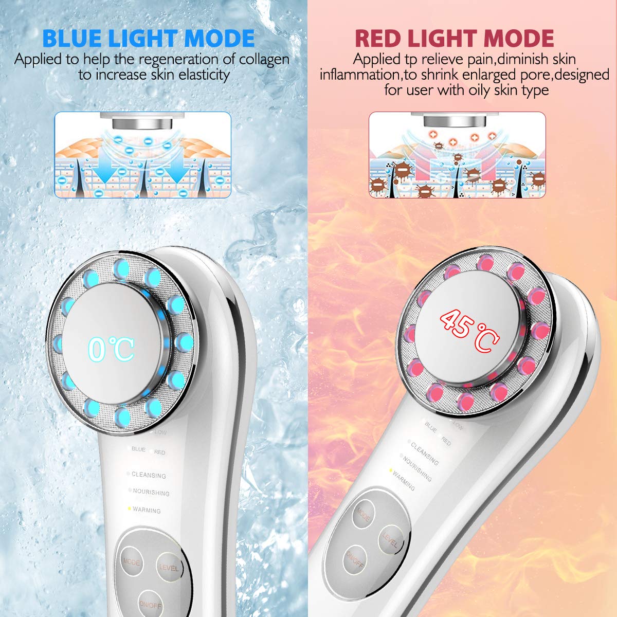 Aikertec Face Massager, Skin Care Tools 7 in 1 Facial Machine for Neck(Silver)