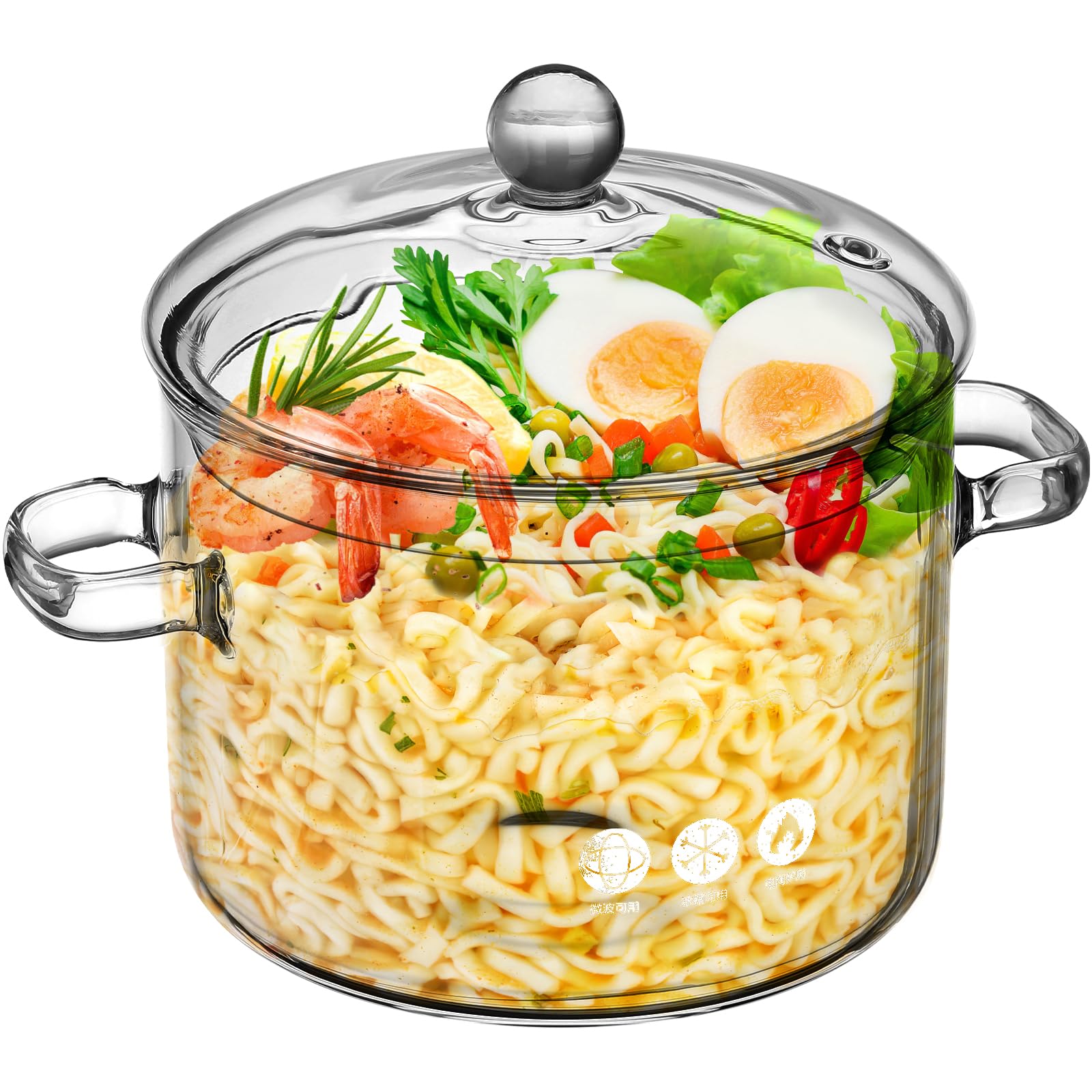 GANAZONO Cooking Pot Clear Saucepan Resistant Borosilicate Pot with Lid Handle Stovetop Simmer Pot Potpourri 1900ML
