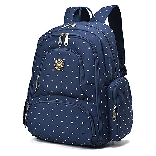 QIMIAOBABY diaper bag backpack, multifunctional and large-capacity travel diaper storage bag (Blue dots)
