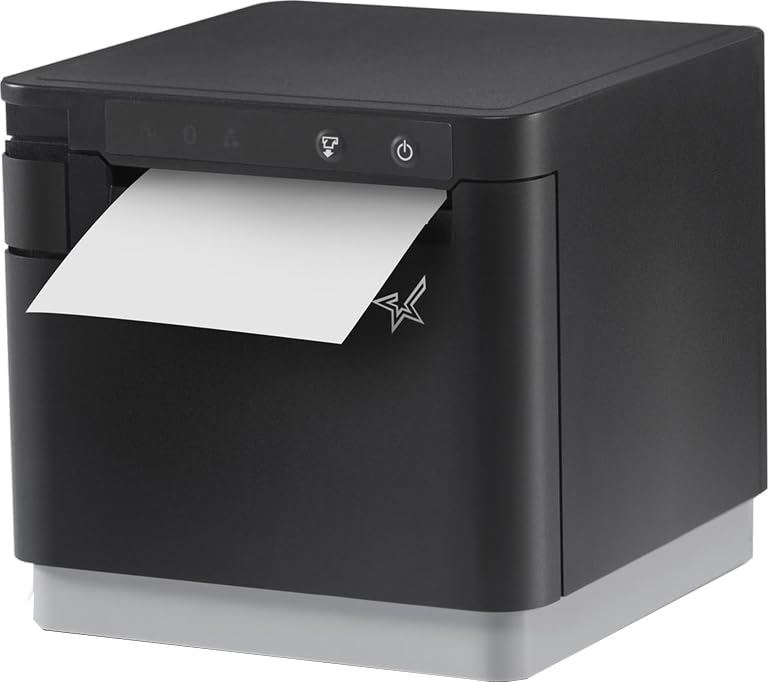 Star Micronics mC-Print3 3-inch Ethernet (LAN) / USB/Lightning/Bluetooth (MFi) Thermal POS Printer with CloudPRNT, Cutter, and External Power Supply - Black