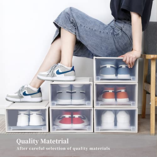 Yishyfier Stackable Plastic Storage Drawer Organizer with Clear Doors for Pantry,Bedroom,Closet,Desk,Home and Office De-Clutter,Store Under-Sink,Shoes and Crafts,Hallway,Entryway,Under Bed,2-Pack