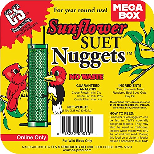C&S Wild Bird Sunflower Suet Nuggets Mega Box, 8 Pounds