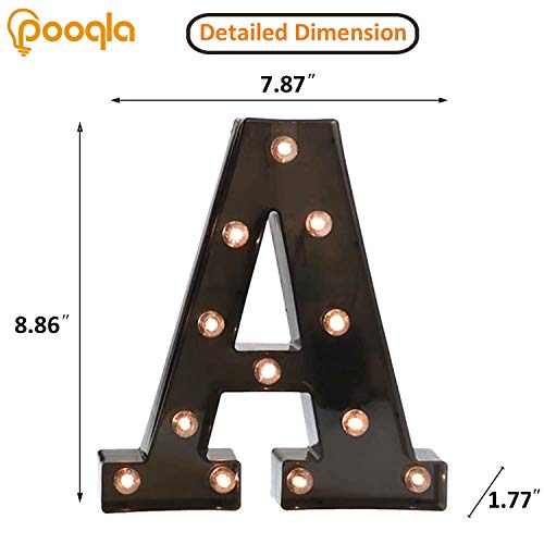 Light Up LED Letter Marquee Sign - Alphabet Marquee Letters with Lights For Wedding Birthday Party Christmas Night Light Lamp Home Bar Decoration A, Black