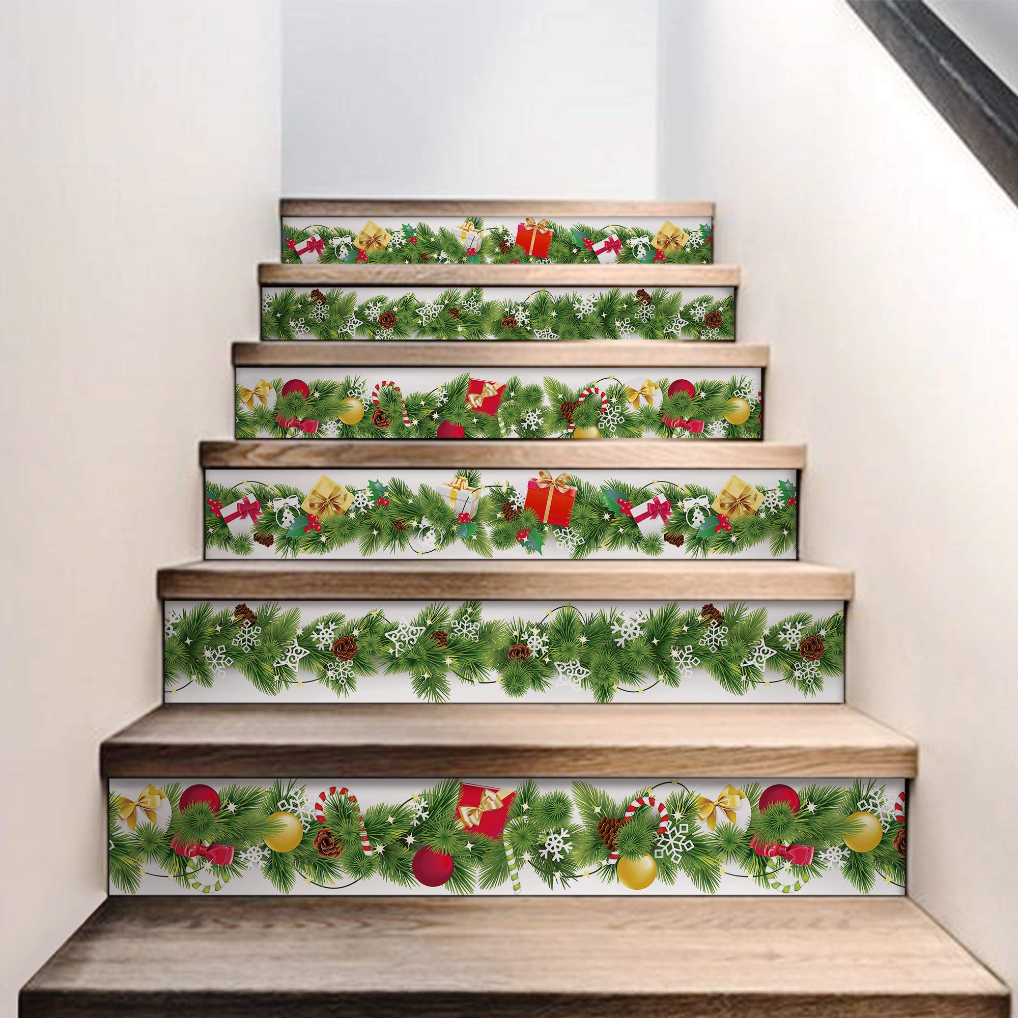 AMAZING WALL Christmas Printed Stairs Self Adhesive Decoration Wall Sticker 6pcs