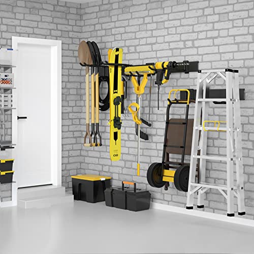 UUP Garage Tool Organizer Wall Mount 48 Inches Garden Tool Organizer Adjustable Shovel Holder Wall Mount Holds 440lbs, Alloy Steel Garage Wall Organizer for Rake Mop Shovel Snowboard