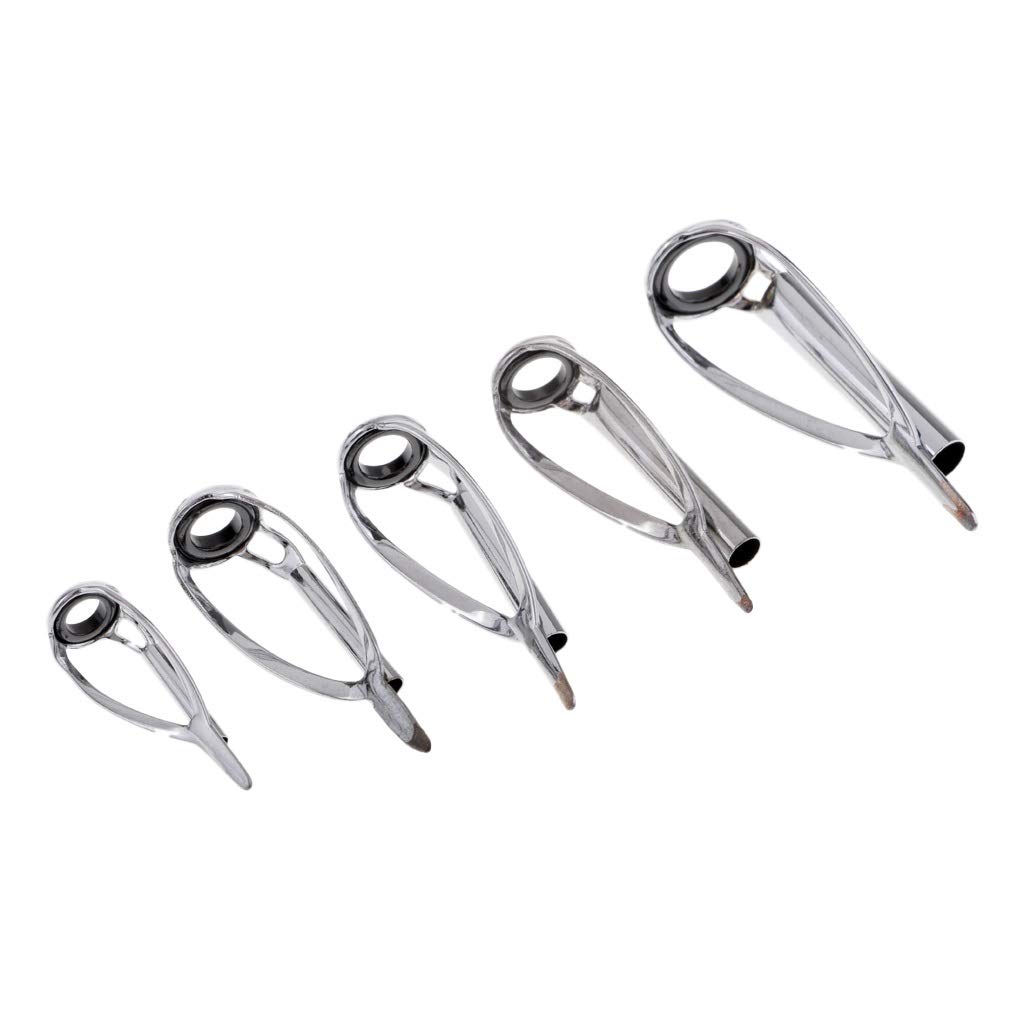 AFANGMQ 5 Pieces Fishing Rod Tip Top Repair Kit SIC Eye Ring Spinning Rod Pole Guides Tip Kit 5 Mixed Sizes