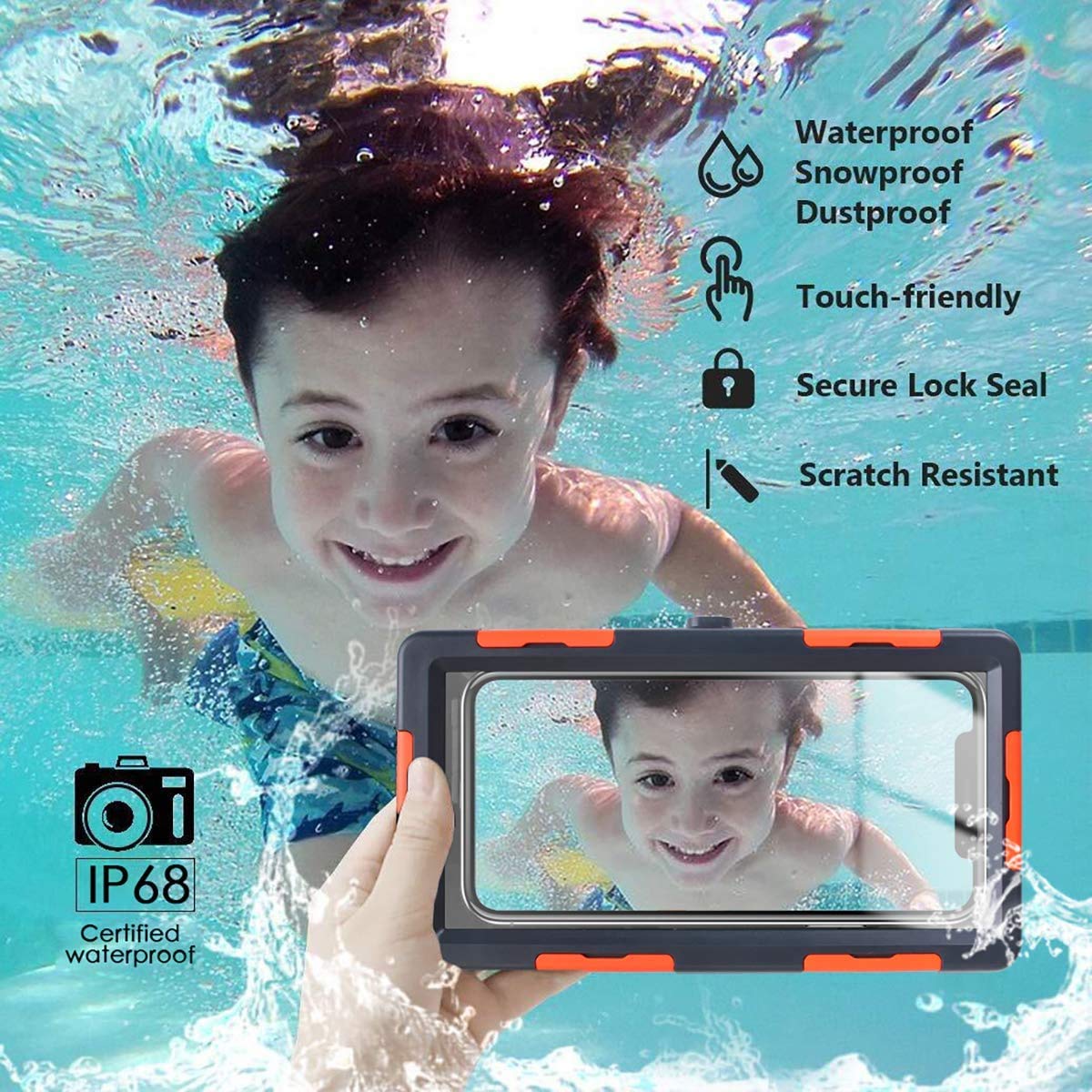 AICase Universal Waterproof Underwater Photography Housings with Bluetooth Camera Shutter Remote Control for All Smartphones