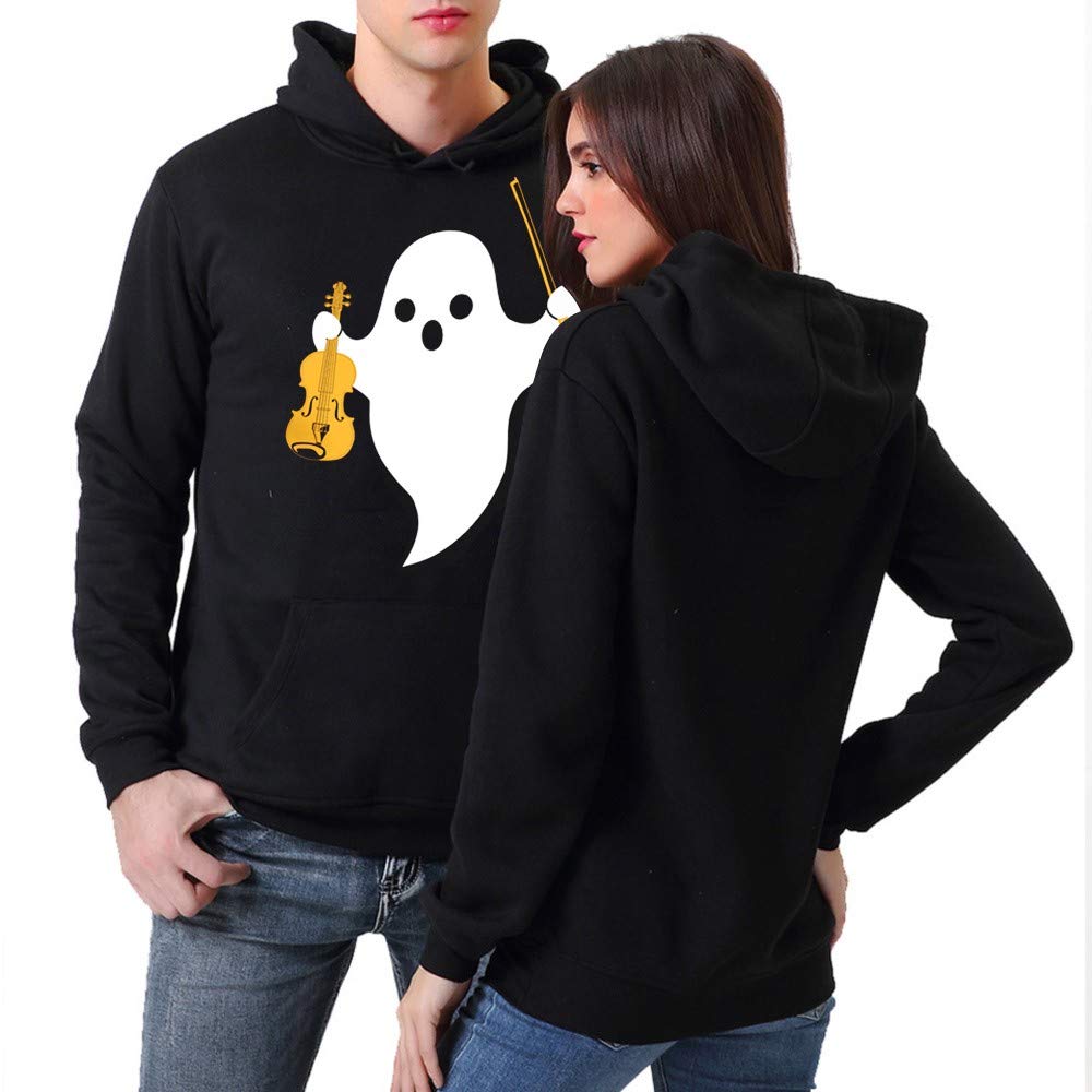 CapsA Halloween Costumes for Couples,Bone Hoodies Skeleton Halloween Costume, Pumpkin Print Sweatshirt Blouse