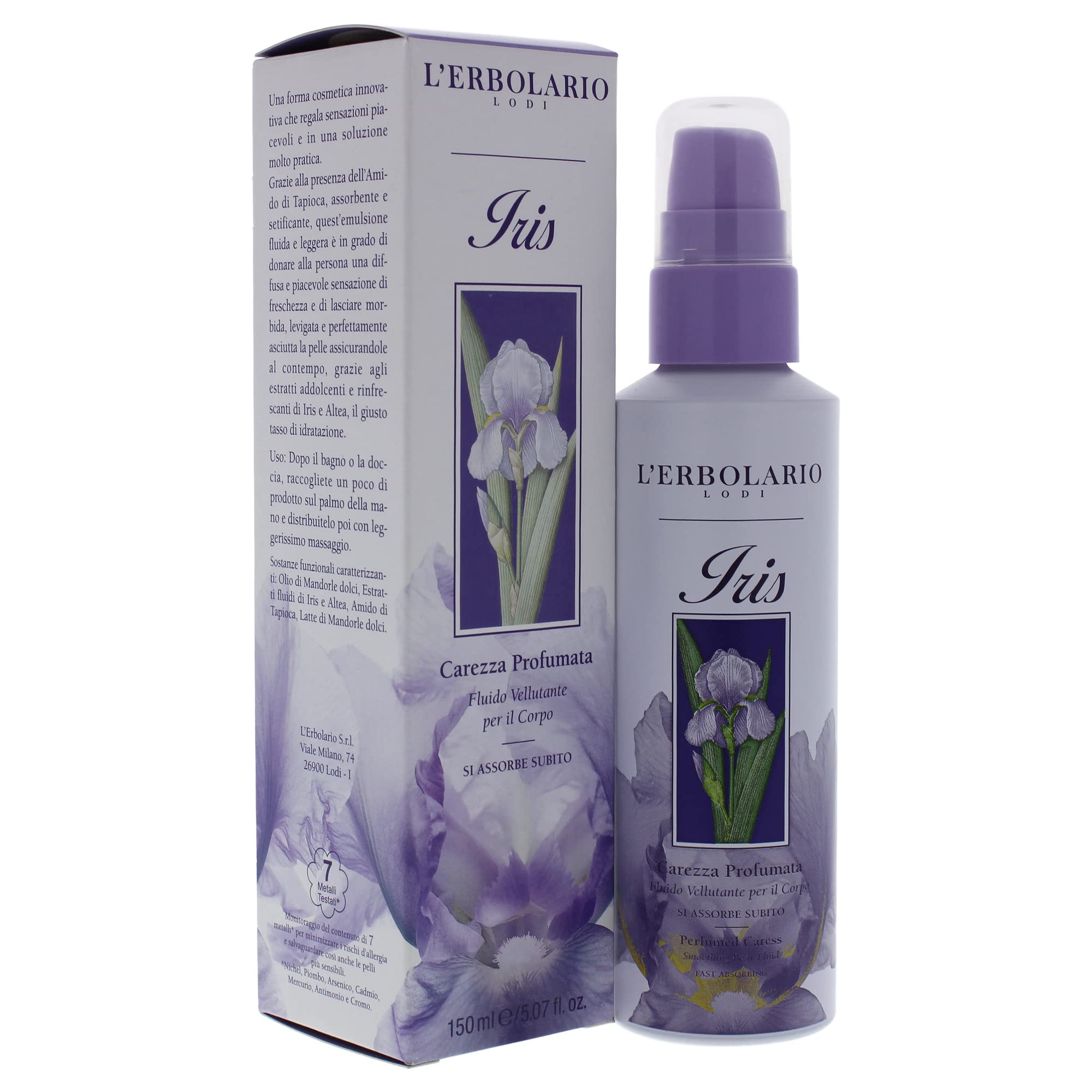 L’Erbolario Iris Perfumed Caress Smoothing Water - Face Mist and Body Spray Serum - Hydrating, Balancing Toner - With Hydrating Iris Extract - 5.07 oz