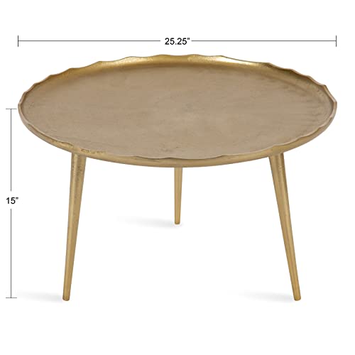 Kate and Laurel Alessia Modern Coffee Table, 25 x 25 x 15, Gold, Metal Coffee Table with Antique Detailing for Storage and Display
