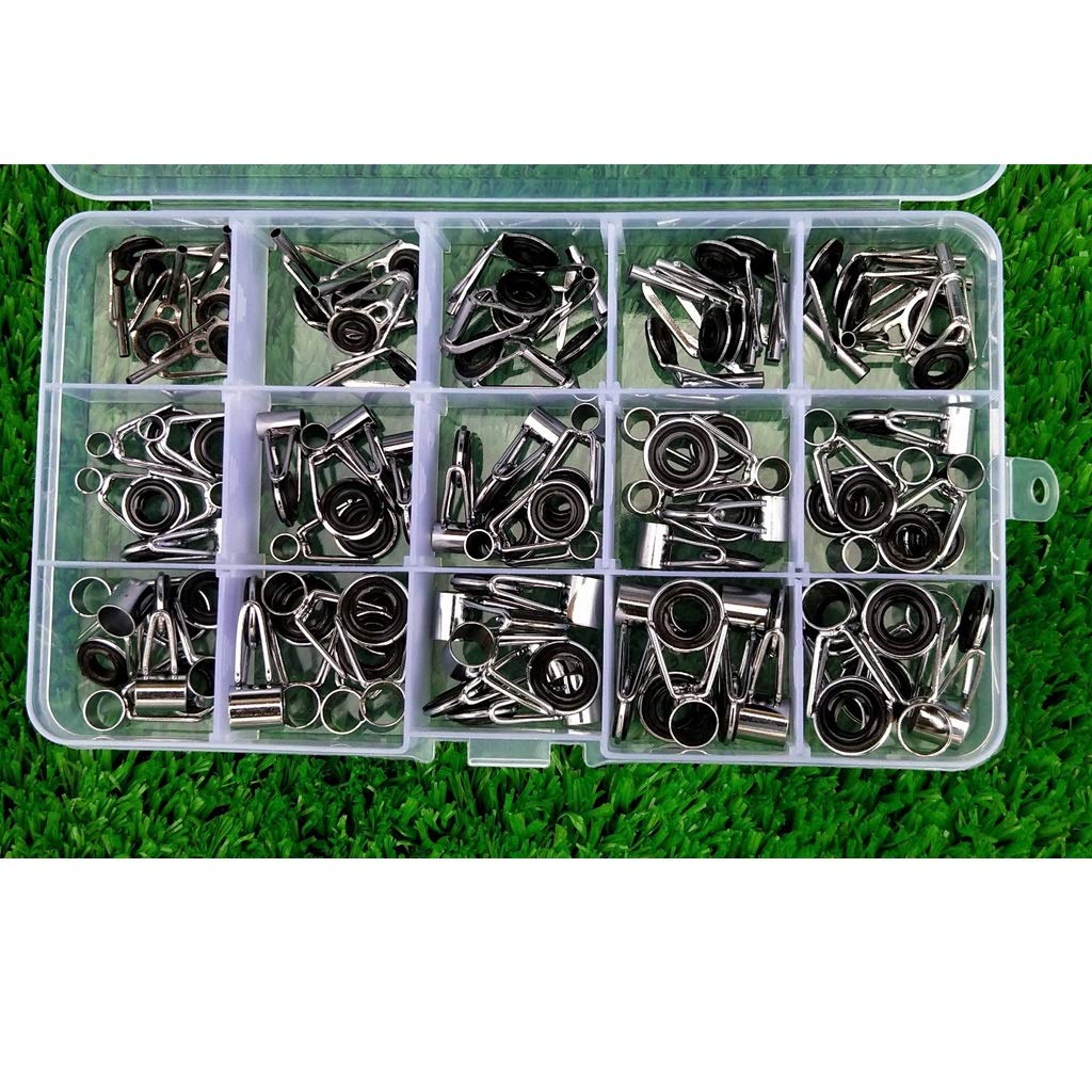 AFANGMQ 75pcs Telescopic Fishing Rod Guide Tip Repair Kit 4mm-8.5mm Rod Eye Rings Guides DIY Tackle