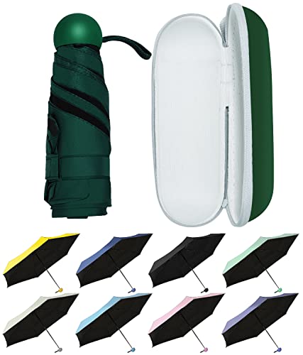 UVANTI Umbrella Small Mini Umbrella with Case - 6 Ribs Light Folding Compact Travel Umbrella Lightweight Portable Parasol for Backpack Purse - Sun & Rain Pocket UV Umbrellas for Kids Girls Boys Women