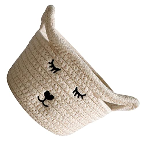 Homoyoyo Woven Baskets Nursery Organizer Storage Towel Organizing Pillows Shower Toys Books Baskets Living Baby Woven Cotton Laundry Throws Basket Small Cat Hamper Bins for Room in with Woven Basket