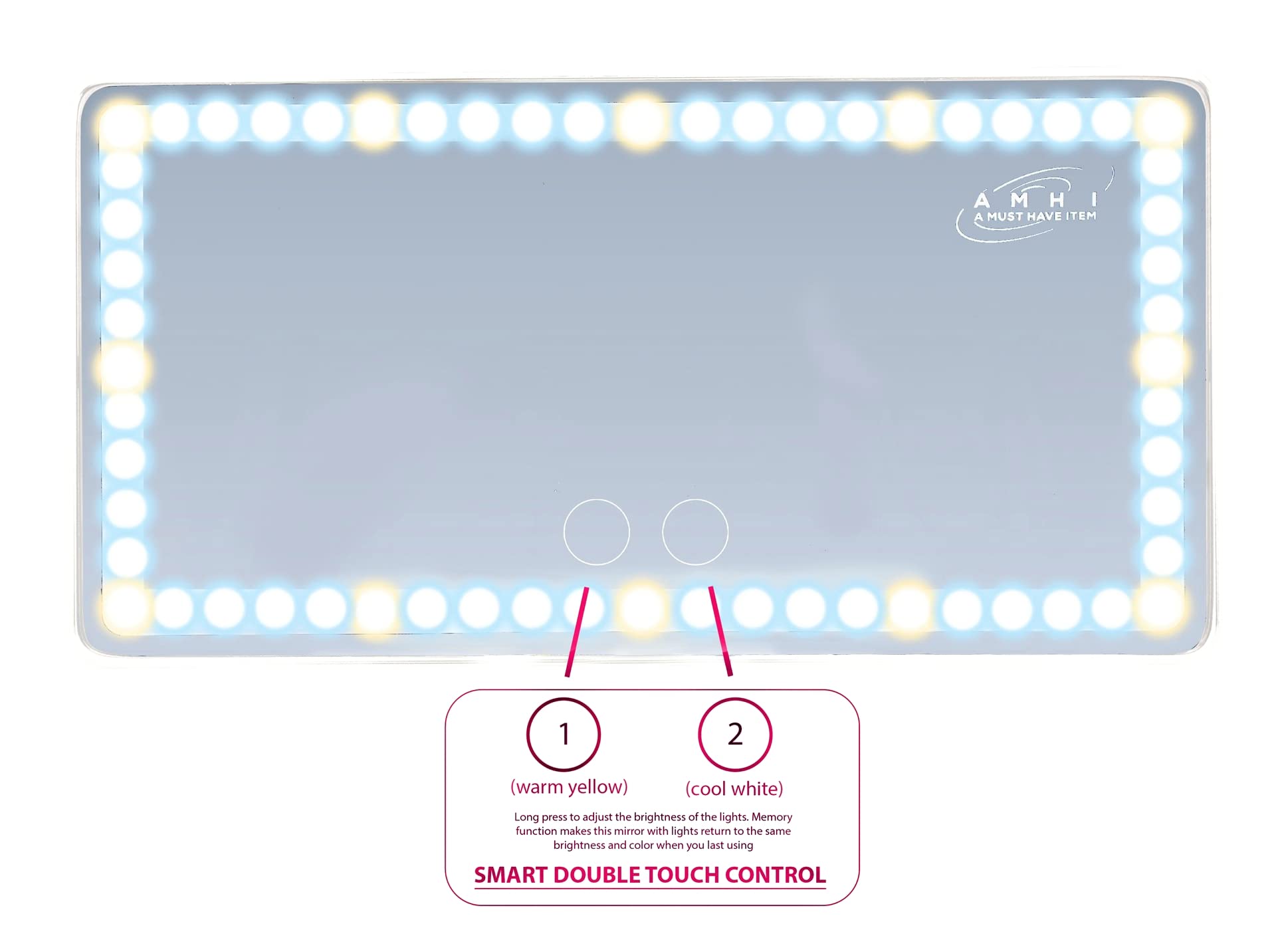 A Must Have Item-Vanity Visor Car Mirror -LED 1000 lumens with Dual dimmer Control - Warm Lighting & Bright White Daylight Combination (Snow White)