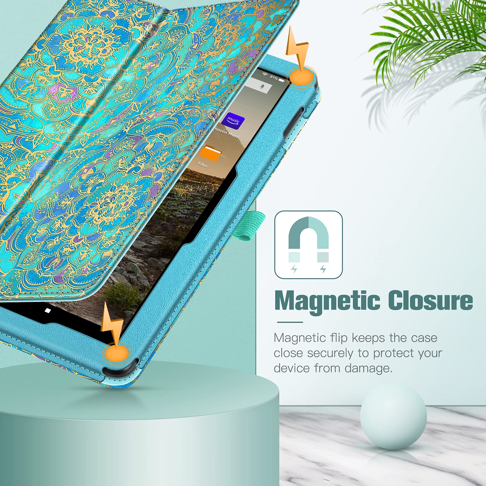 Fintie Folio Case for All-New Amazon Fire HD 10 and Fire HD 10 Plus Tablet (Only Compatible with 11th Generation 2021 Release) - Slim Fit Standing Cover with Auto Sleep/Wake, Shades of Blue