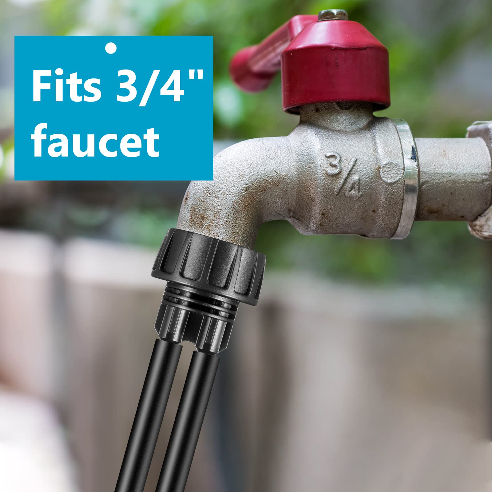5 Pack Drip Irrigation Tubing Faucet Adapter Garden Faucet Hose Adapter Drip Irrigation Hose Connectors Faucet Connector with Washers for Garden Irrigation System(Double, Convert 3/4 to 1/4)