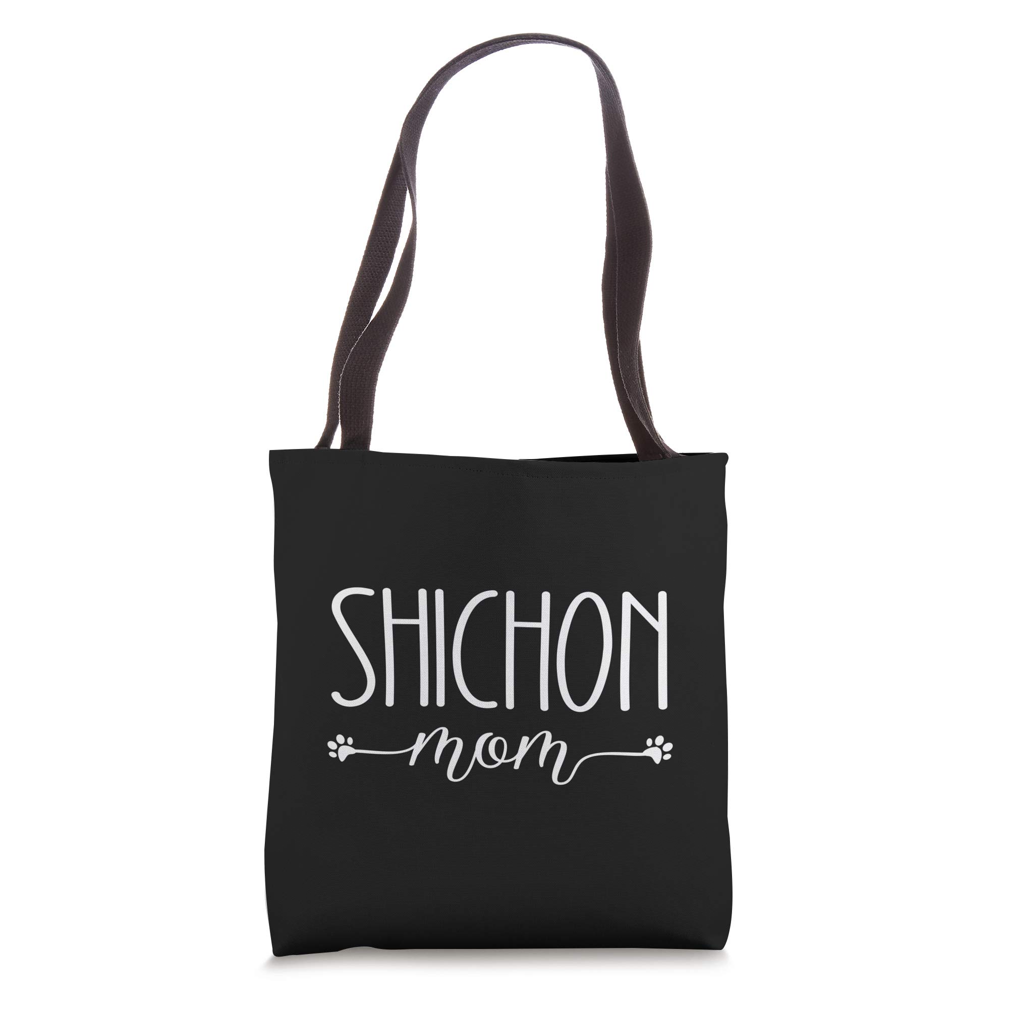 Dog Paw Print Shichon Mom Tote Bag