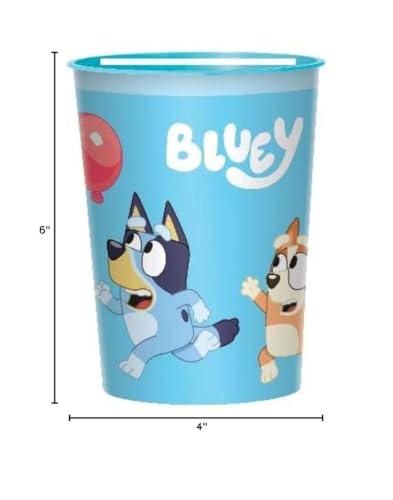 Amscan Bluey Birthday Baby Party Supplies Bundle Pack includes 12 Plastic Reusable Cups