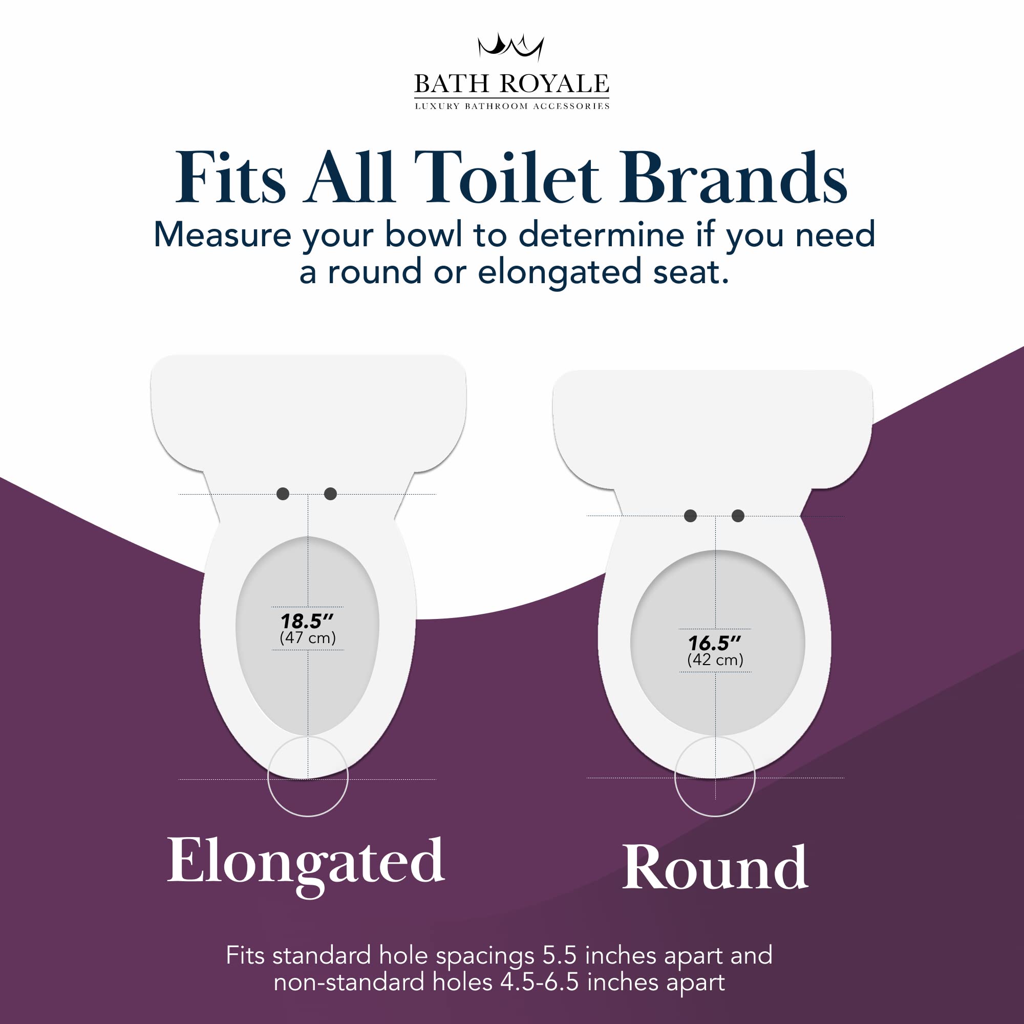 Bath Royale Slow Close Toilet Seat BR501-00 White Elongated, Stain-Resistant and Easy to Keep Clean, Heavy Duty Fits All Toilet Brands, Executive Series