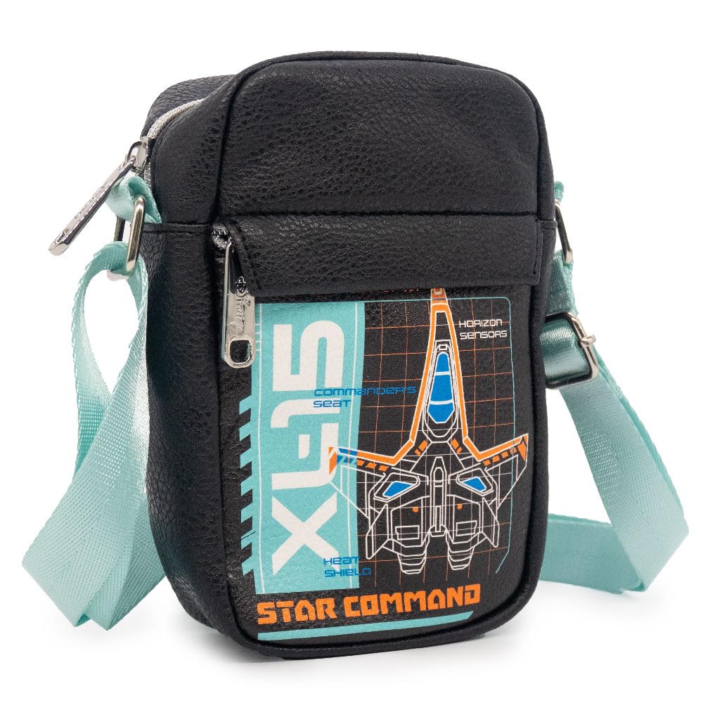 Disney Bag, Crossbody, Pixar, Lightyear Star Command XL 15 Spaceship Schematic, Black, Vegan Leather