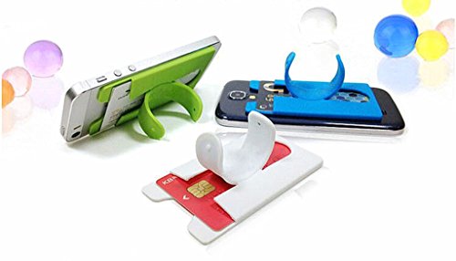 Kinteshun Card Holder with Cell Phone Stand,Stick-on Silicon Rubber Smartphone Sleeve Support Wallet(6pcs)