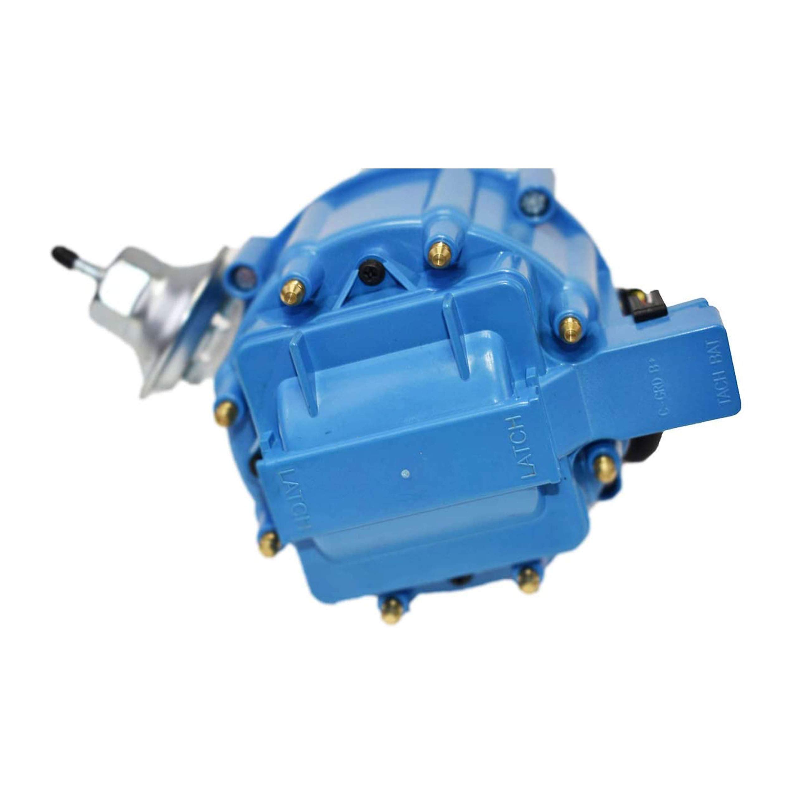 A-Team Performance - HEI Complete Distributor 65K-Volt Coil, 8 Cylinders - Compatible with BBF Big Block Ford 351C 351M 400M 429 460 - One Wire Installation Blue Cap