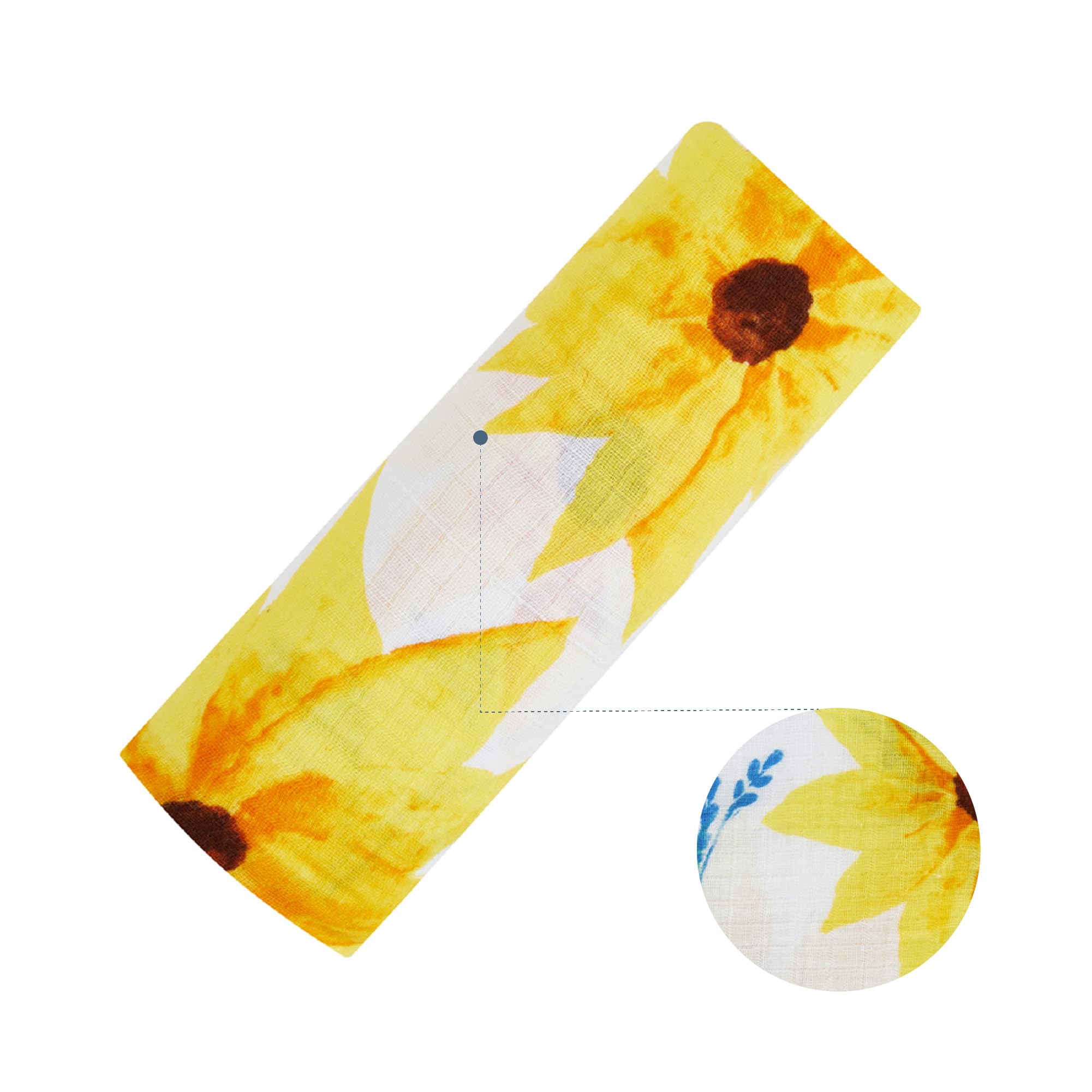 Malabar Baby Hypoallergenic Baby Swaddle Blanket, Large Soft Cotton Muslin Receiving Blanket for Unisex, 47 X 47 inch Sunflower