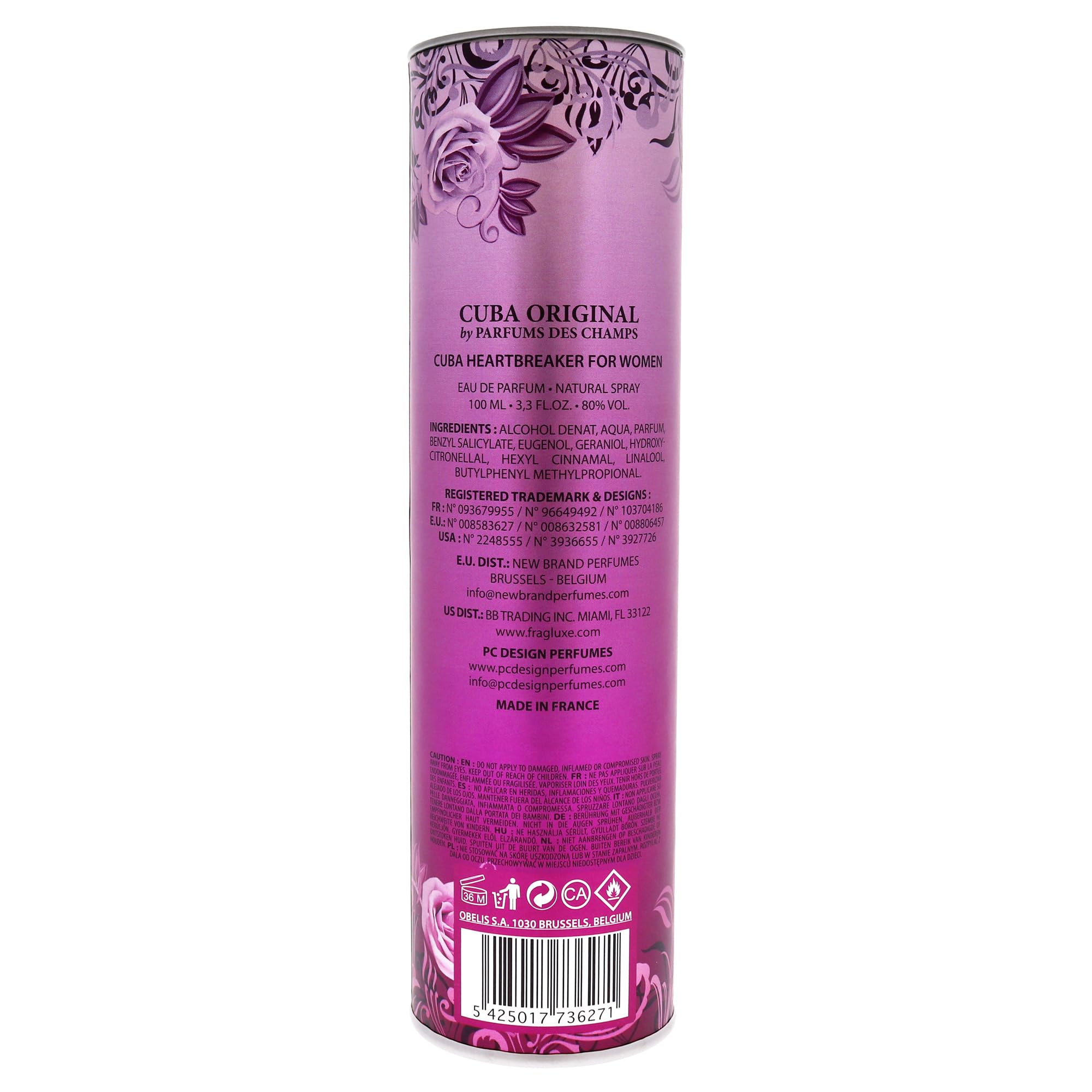Cuba Heartbreaker Eau De Parfum Spray for Women,3.4 Ounce