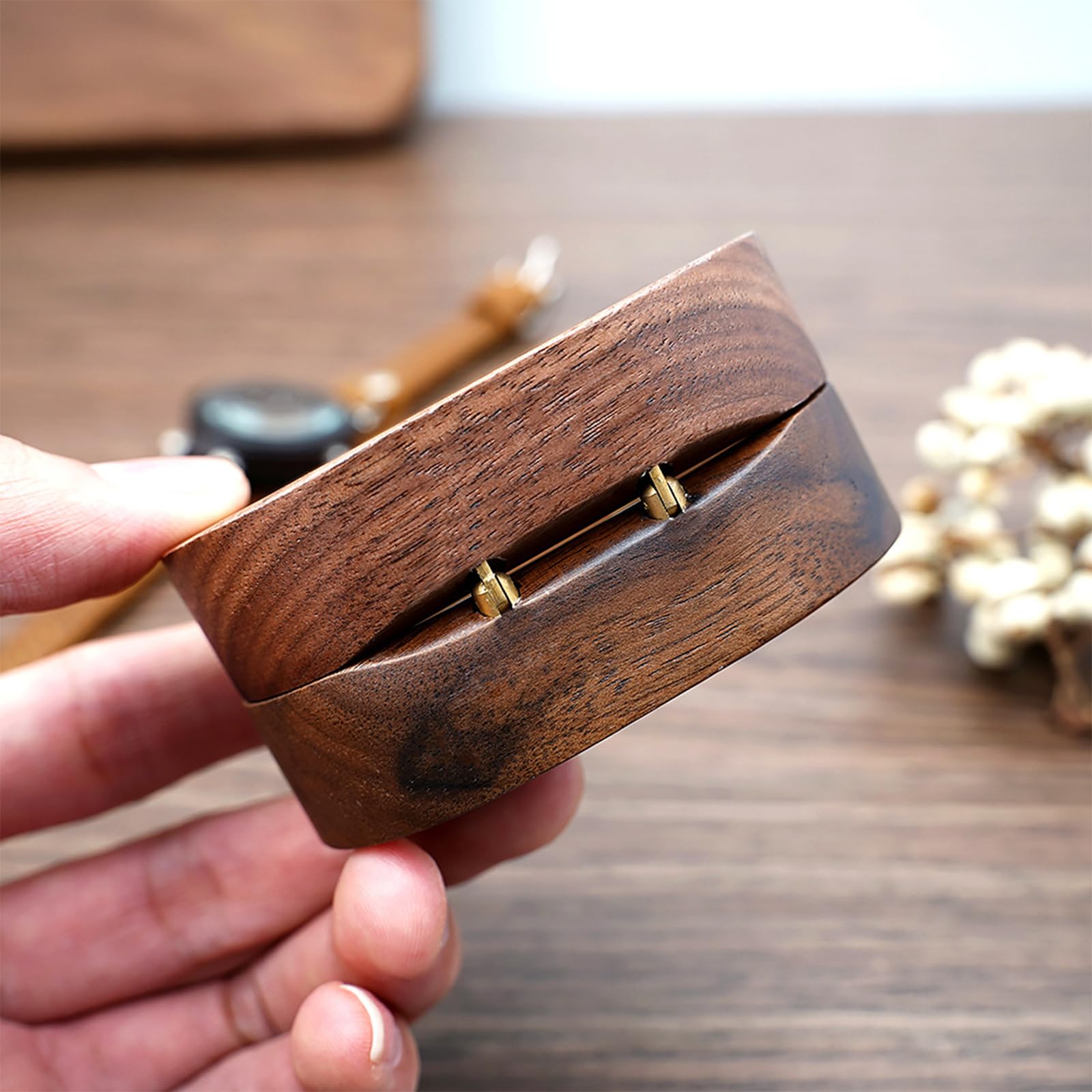 JYCMMFC Ring Box for Proposal Engagement Wedding Day, Handmade Wooden Rustic Ring Holder Ring Storage Box Stocking Stuffers Her Valentine's Day Christmas Thanksgiving Gift (2 Slots White)