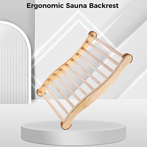Anjetan Sauna Backrest, Wooden Sauna Backrest No Stains and Comfortable, Ergonomic S-Shape Backrest for Sauna Recovery Wellness Relaxation