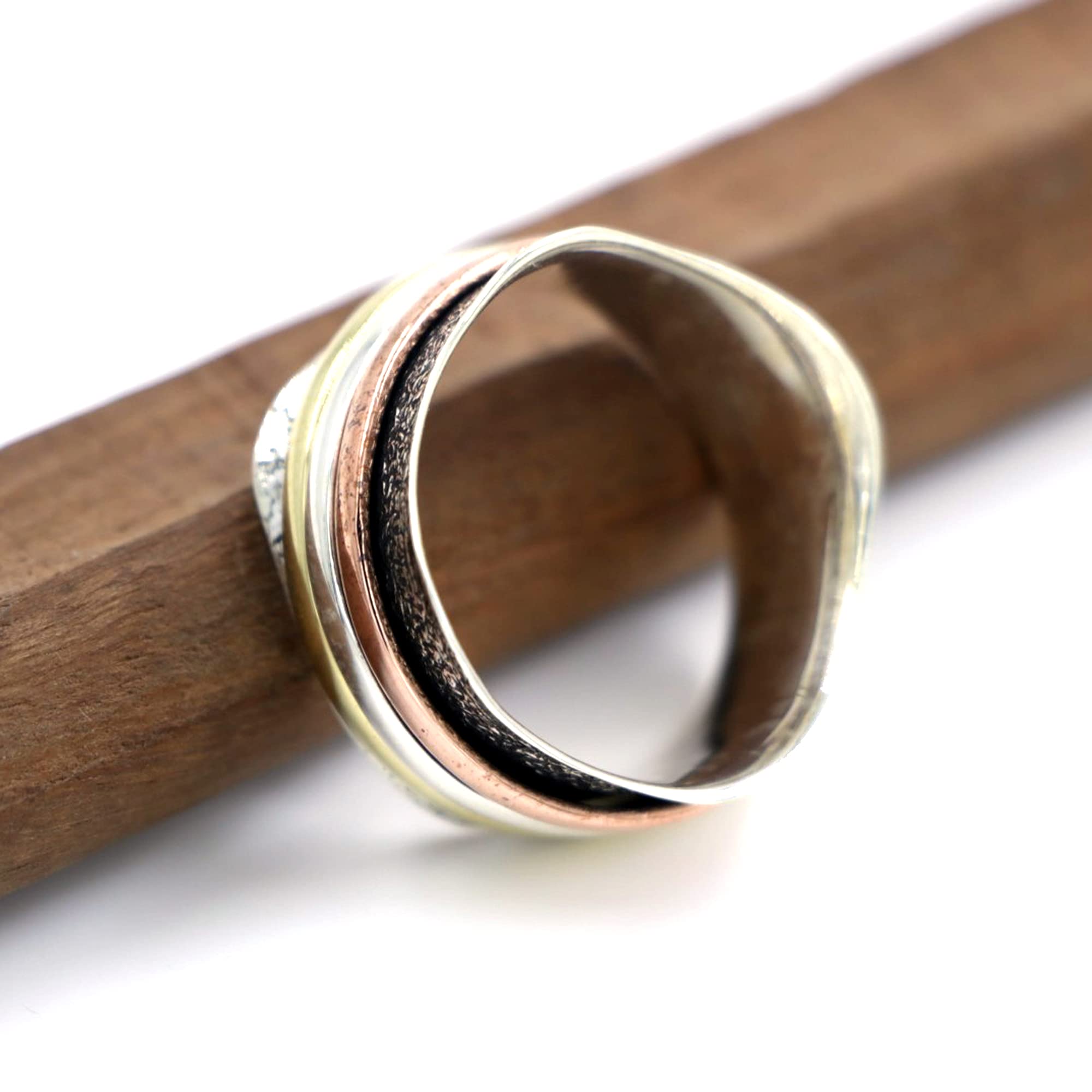 925 Sterling Silver Rings For Women Three Tone Spinner Ring Silver Spinner Rings 925 Silver Ring Spinner Meditation Ring Thumb Ring Anxiety Ring Worry Ring Fidget Ring Silver Wedding Band Ring Anniversary Ring Gift For Birthday (8)
