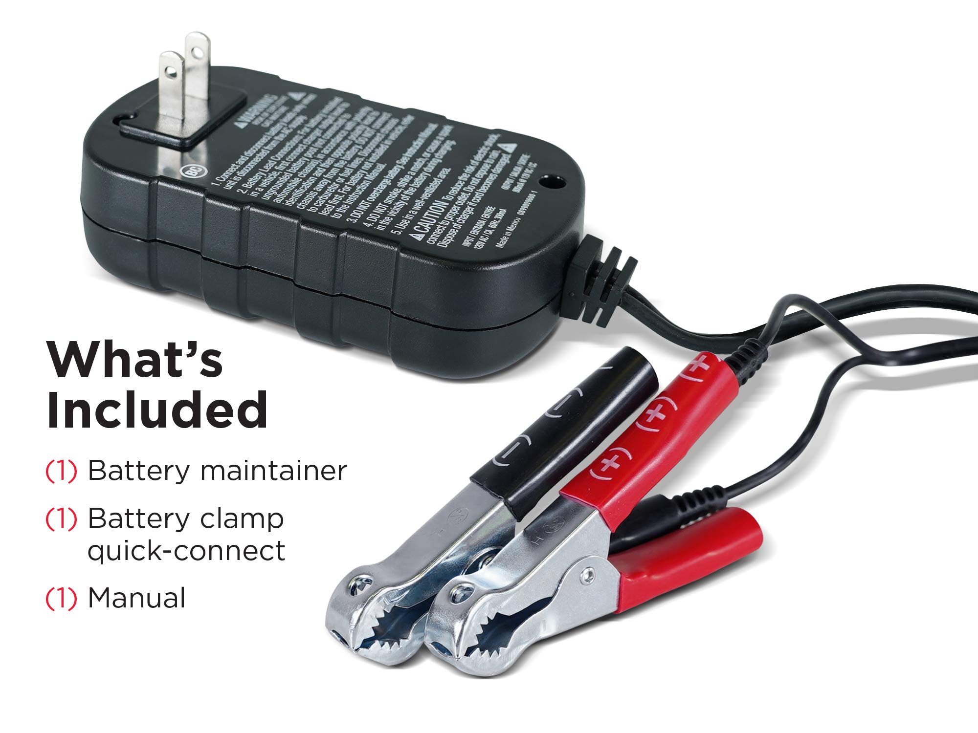 Amazon Basics 12 Volt 800mA Battery Charger with Auto Start and Reverse Protection, Black