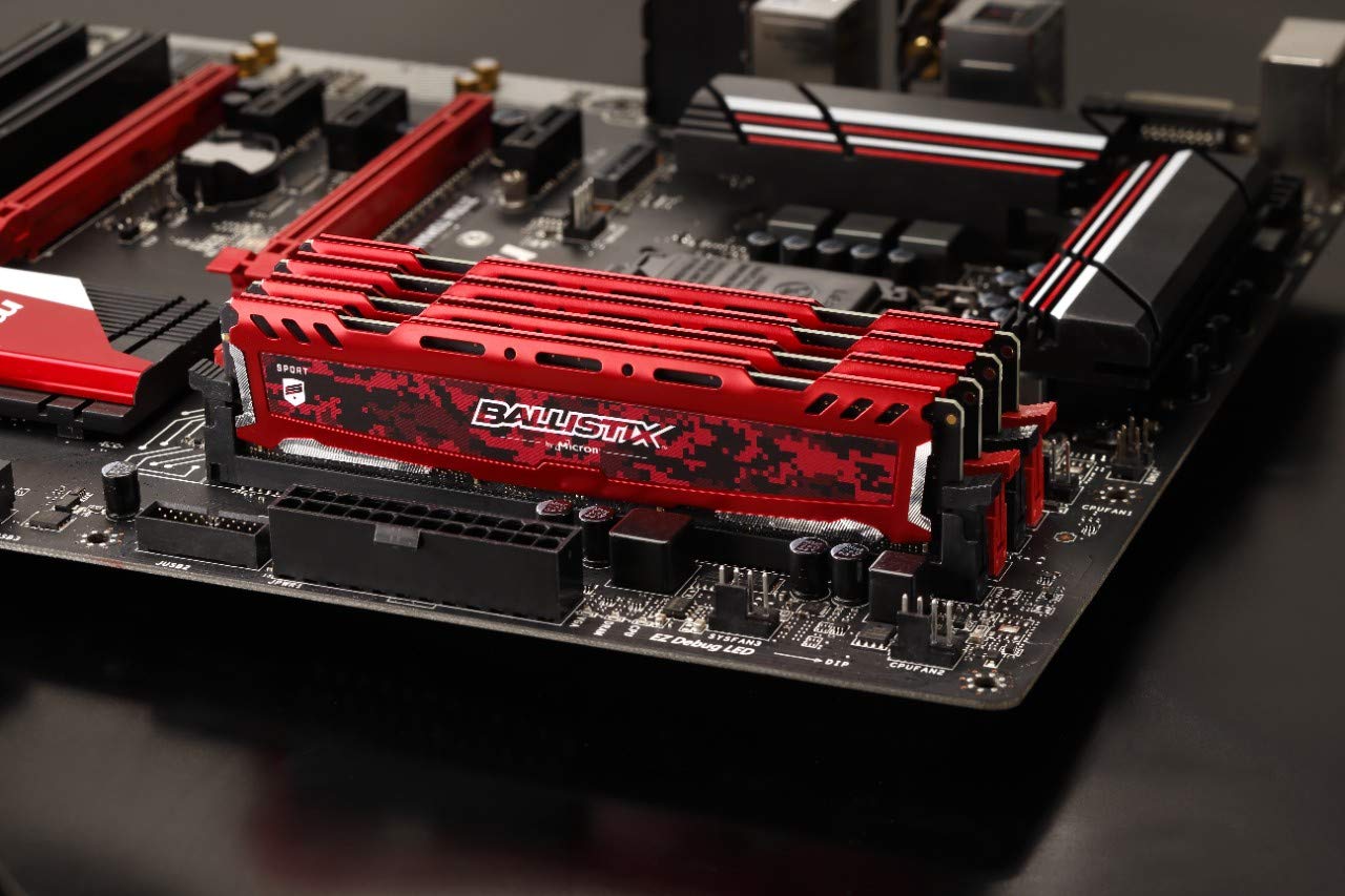 Crucial Ballistix Sport LT 3200 MHz DDR4 DRAM Desktop Gaming Memory Single 16GB CL16 BLS16G4D32AESE (Red)