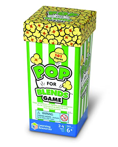 Learning Resources Pop for Blends Game,Phonics Game, 2-4 Players, 92 Cards, Ages 6+
